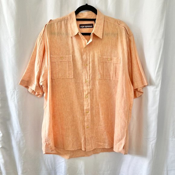 reyn spooner | Shirts | Reyn Spooner Orange Linen Cotton Blend Short ...